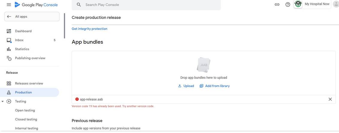 version code 13 has already been used. try another version code in play.google.com/console ...