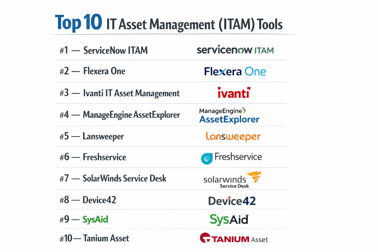 Top 10 IT Asset Management (ITAM) Tools: Features, Pros, Cons ...